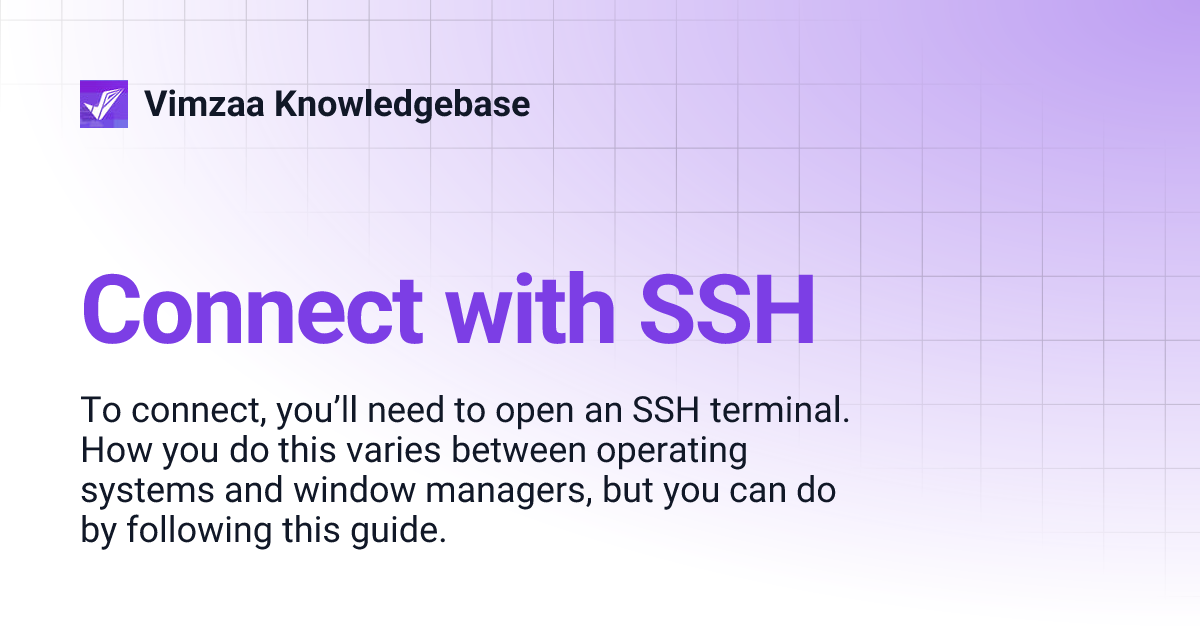 Connect with SSH | Vimzaa Knowledgebase