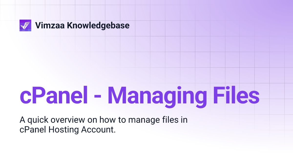 cPanel - Managing Files | Vimzaa Knowledgebase